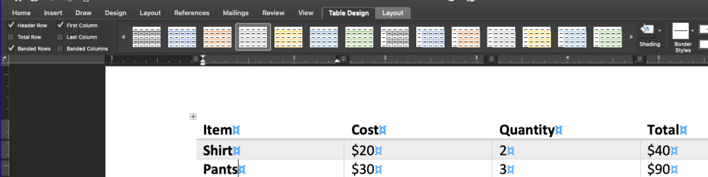 Accessible tables in Microsoft programs - Swarthmore College - ITS Blog
